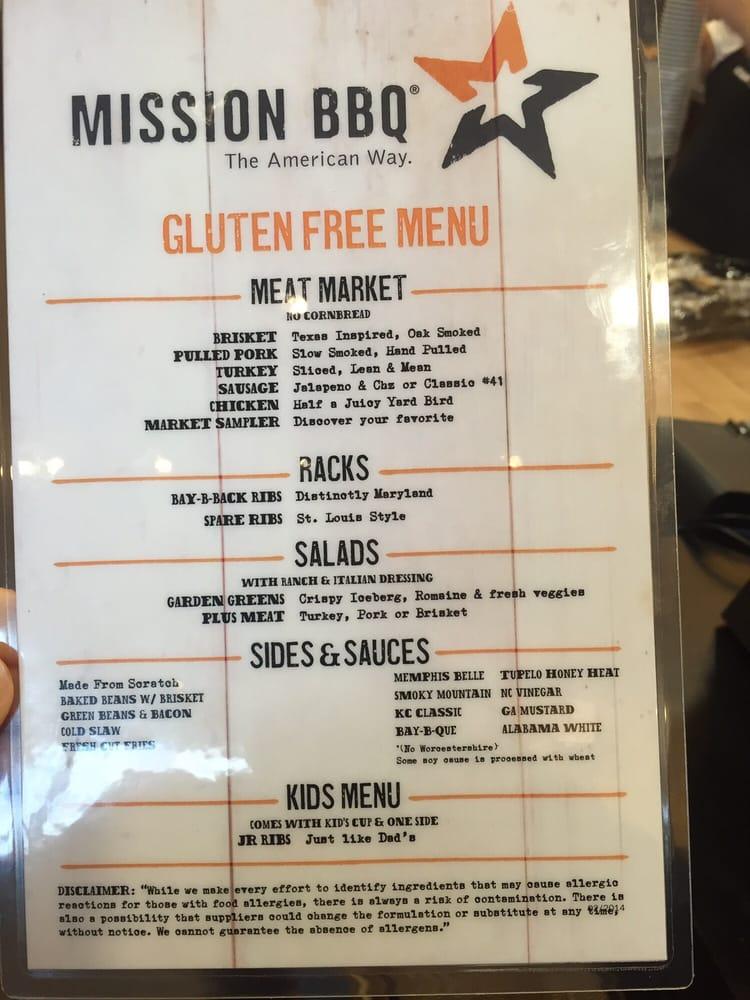Menu at MISSION BBQ, Nashville, 161 Opry Mills Dr