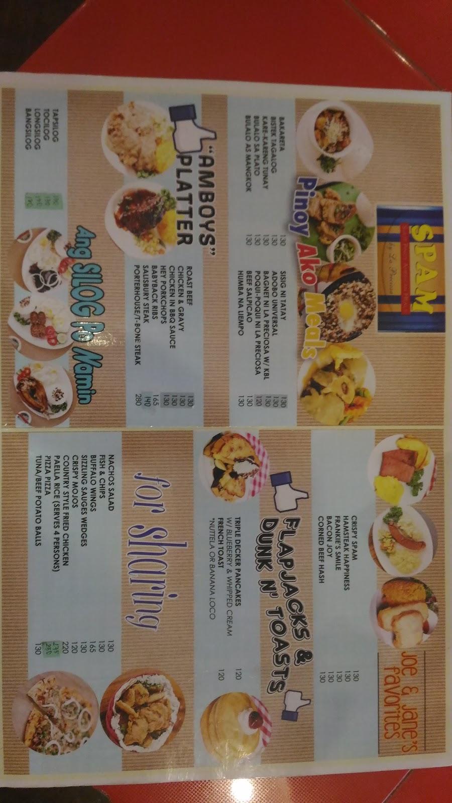 Menu at SPAM by La Preciosa restaurant, Paoay