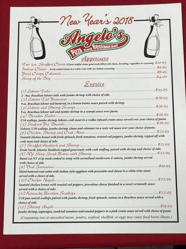 Menu at Angelo's pizzeria, Wyoming