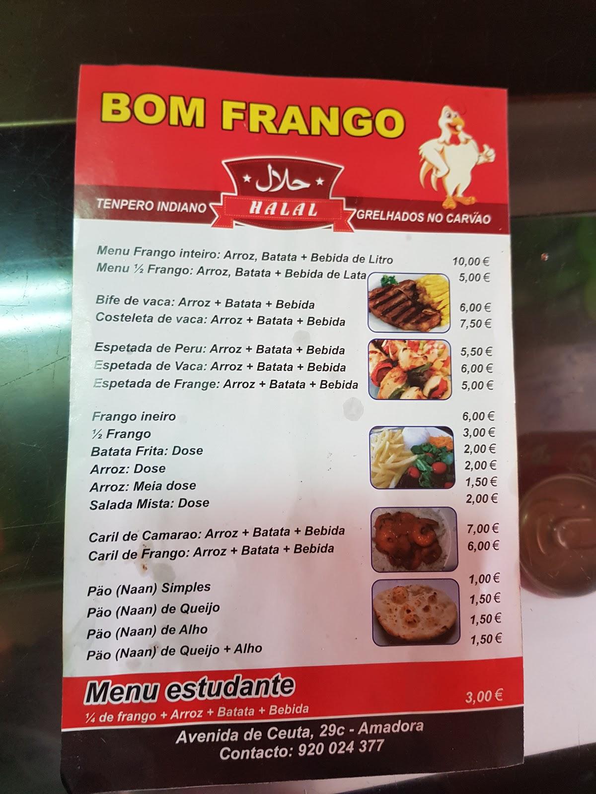 Menu at Churrasqueira BOM FRANGO restaurant, Amadora