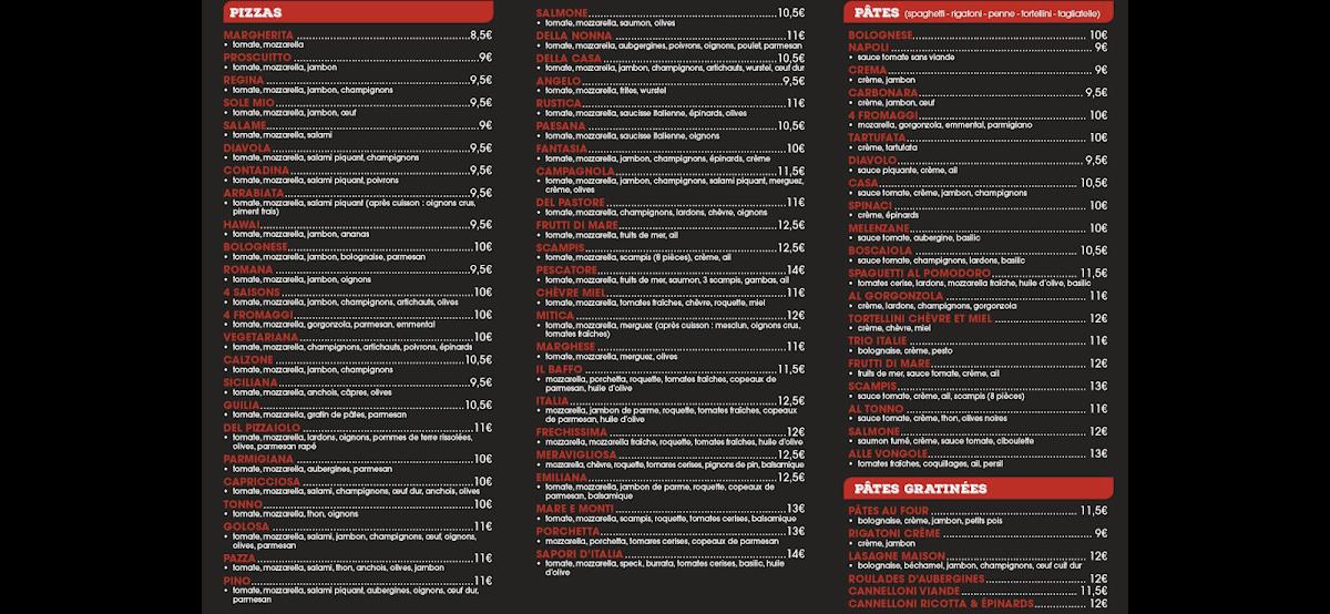 Menu au Il Baffo, Seraing