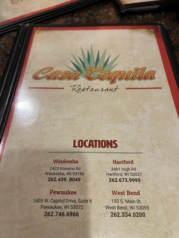 Menu at Casa Tequila restaurant, West Bend
