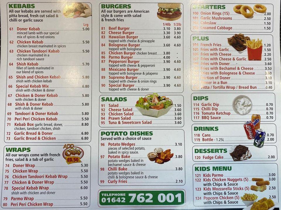 Menu at Dido's Italian Pizzeria, Stockton-on-Tees
