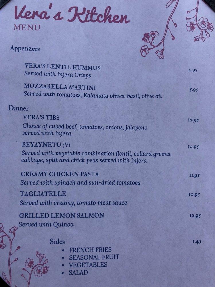 Menu at Vera's Kitchen restaurant, Manassas