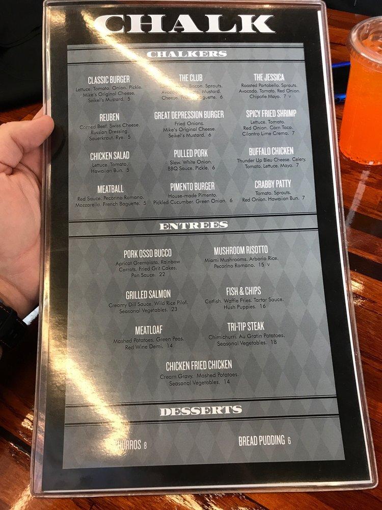 Menu at Chalk Sports pub & bar, Oklahoma City