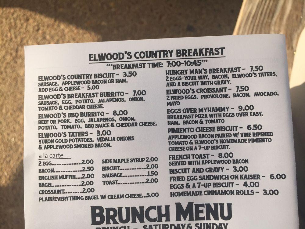 Menu at Elwood's Shack restaurant, Memphis