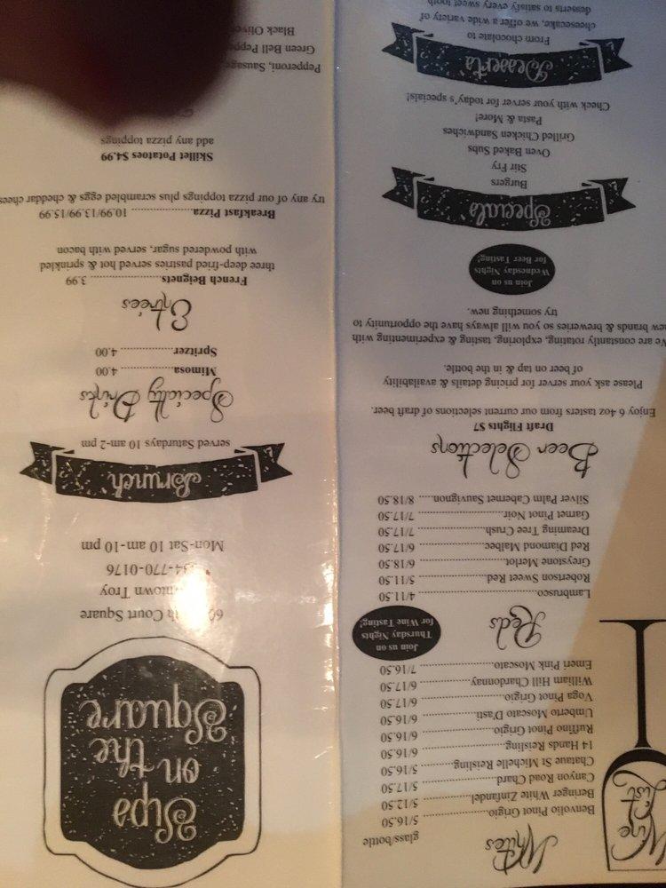 Menu at Sips On The Square pizzeria, Troy, 60 S Court Sq