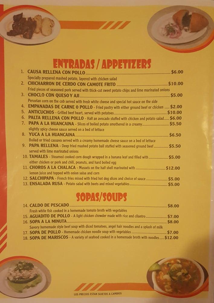 Menu at Super Pollo restaurant, Brick