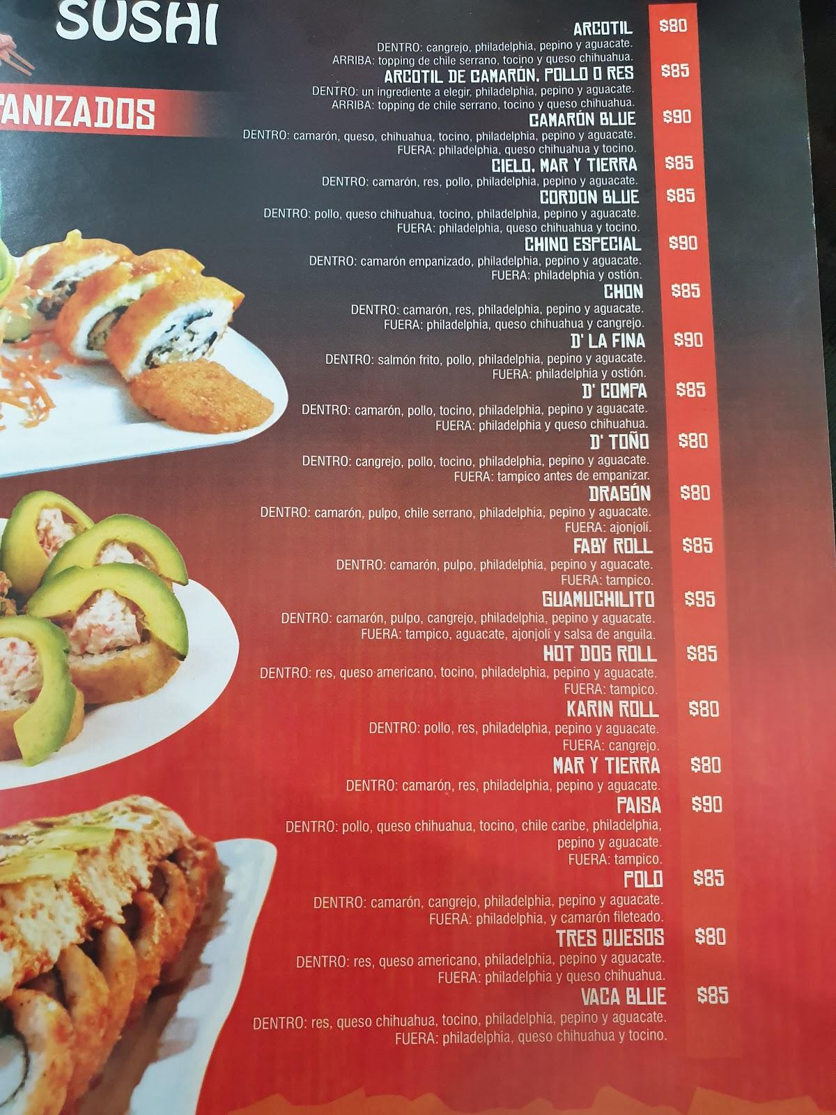 Carta del restaurante Suwuan comida china y sushi, Culiacán Rosales