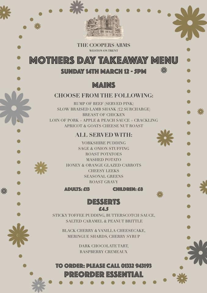 Menu at The Coopers Arms pub & bar, Derby