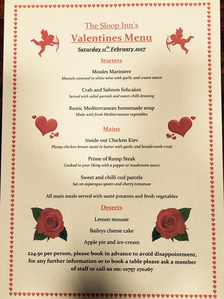 Menu at The Sloop Inn pub & bar, Hirst Courtney, The Sloop Inn