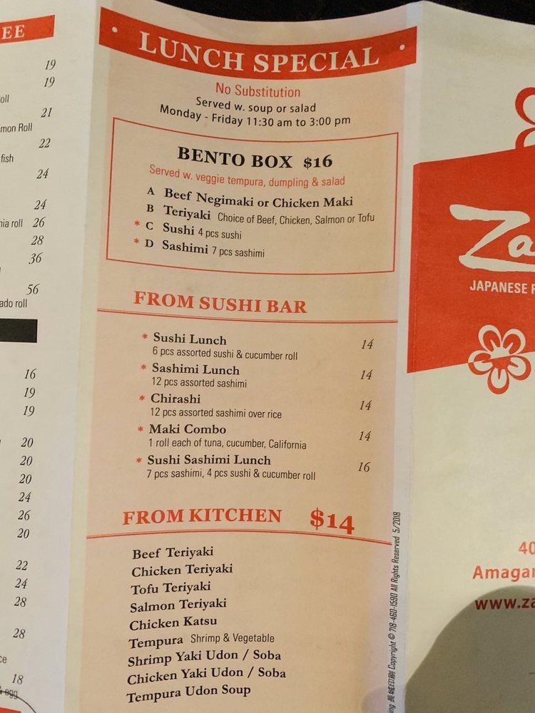 Menu at Zakura restaurant, Amagansett