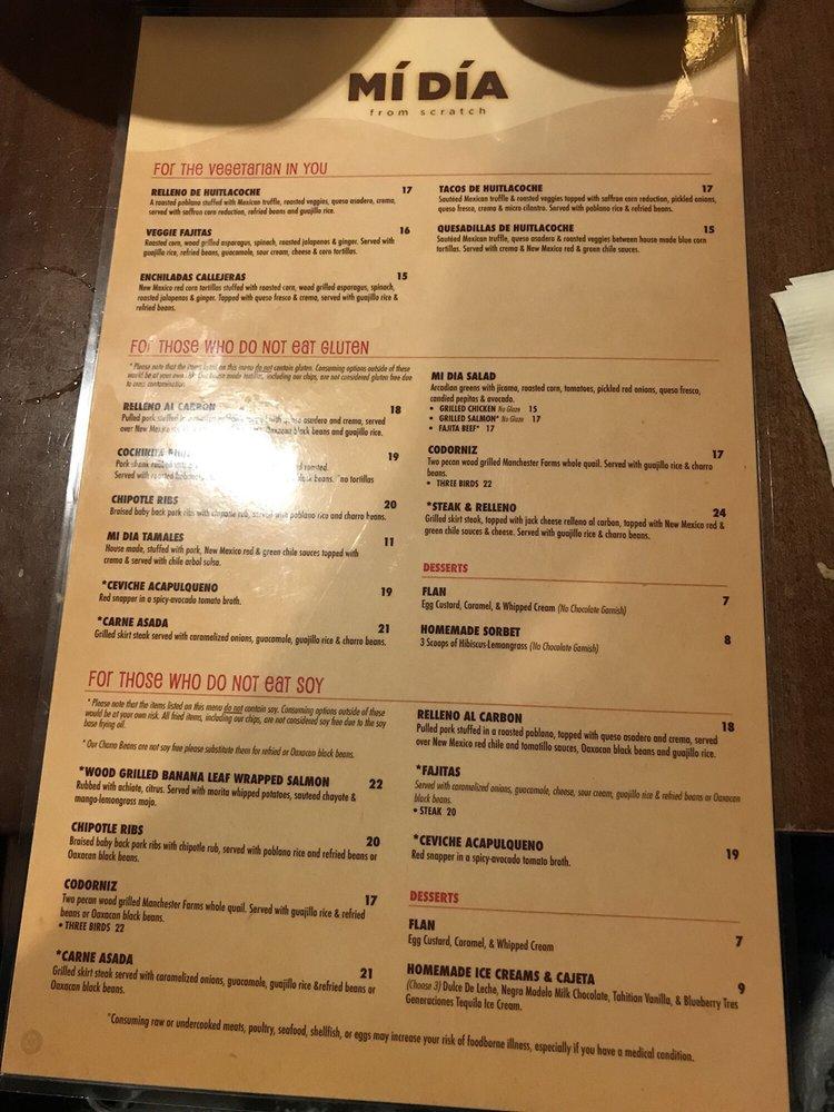 Menu at Mi Dia From Scratch pub & bar, Grapevine
