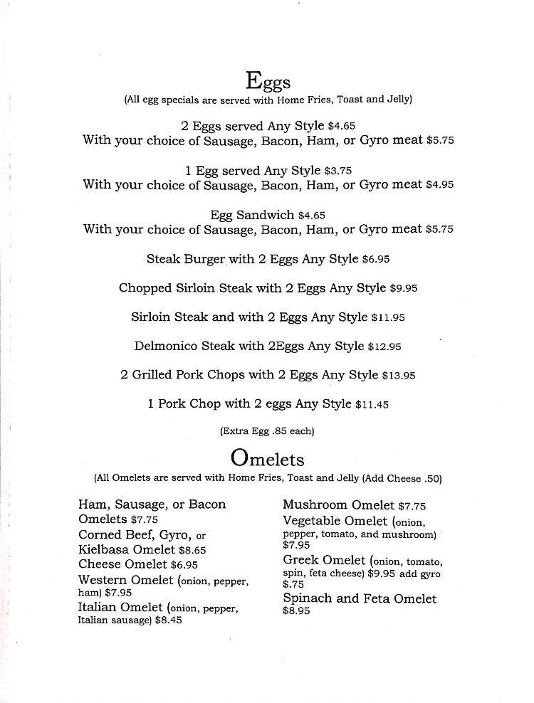 Menu at Shore Restaurant, Lakewood