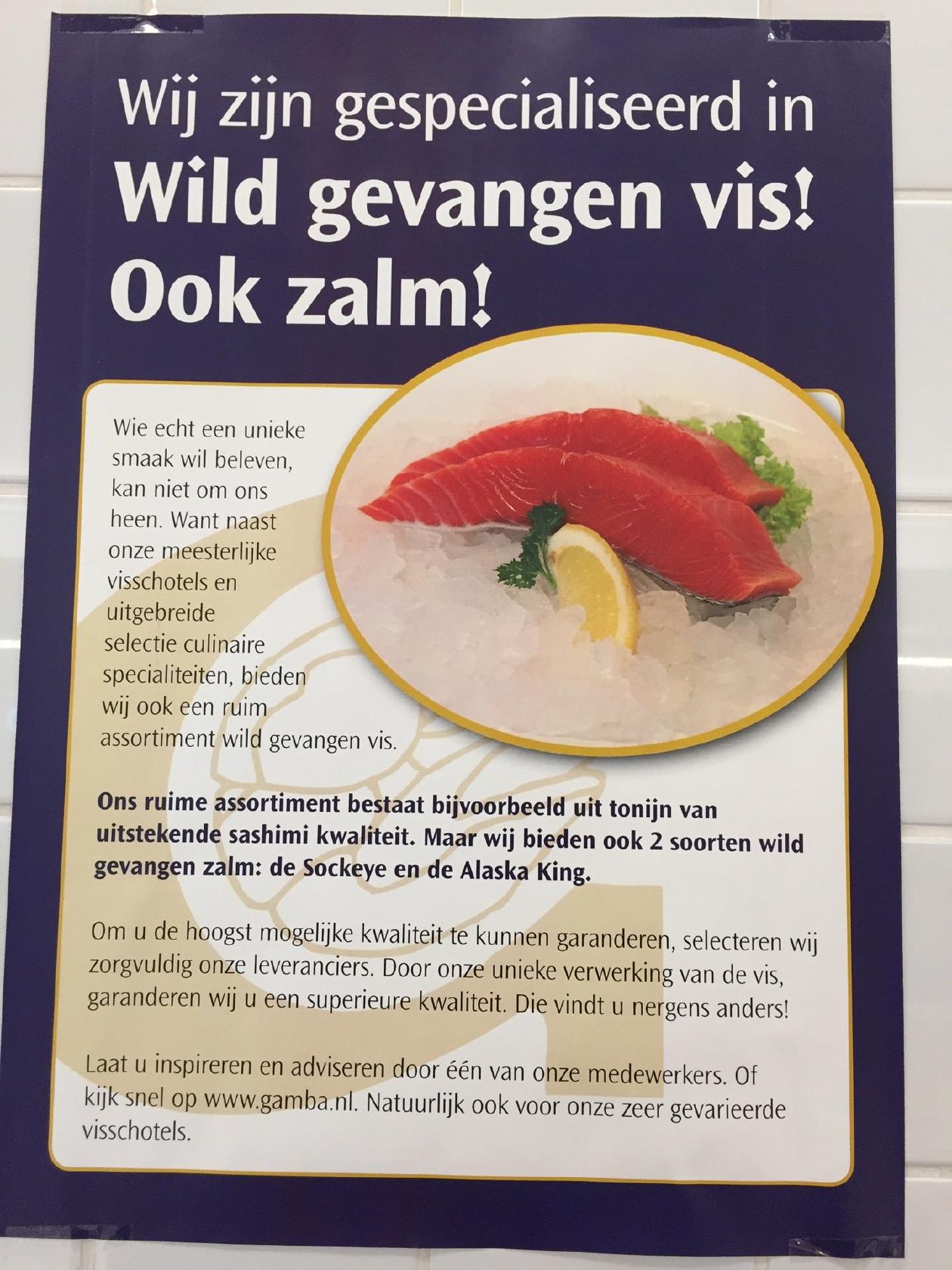 Menu at Gamba, Arnhem