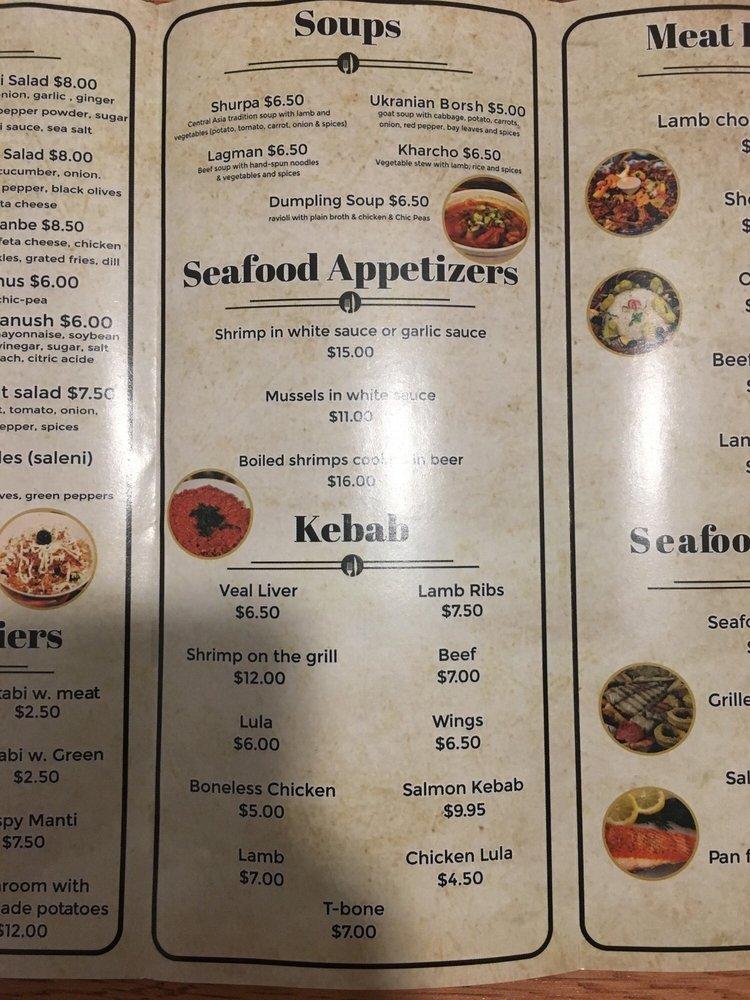 Carta del restaurante Karavan, Nueva York