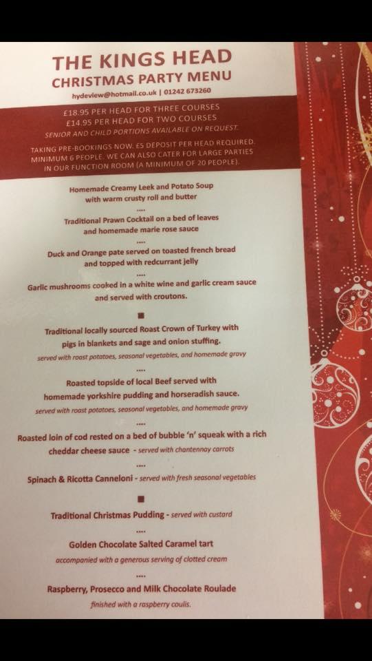 Menu at The Kings Head pub & bar, Cheltenham