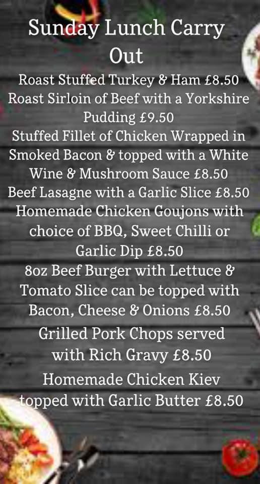 Menu at Molly's Bar, Irvinestown