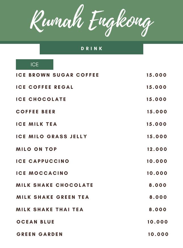 Menu at Rumah Engkong Cafe and Resto, Malang