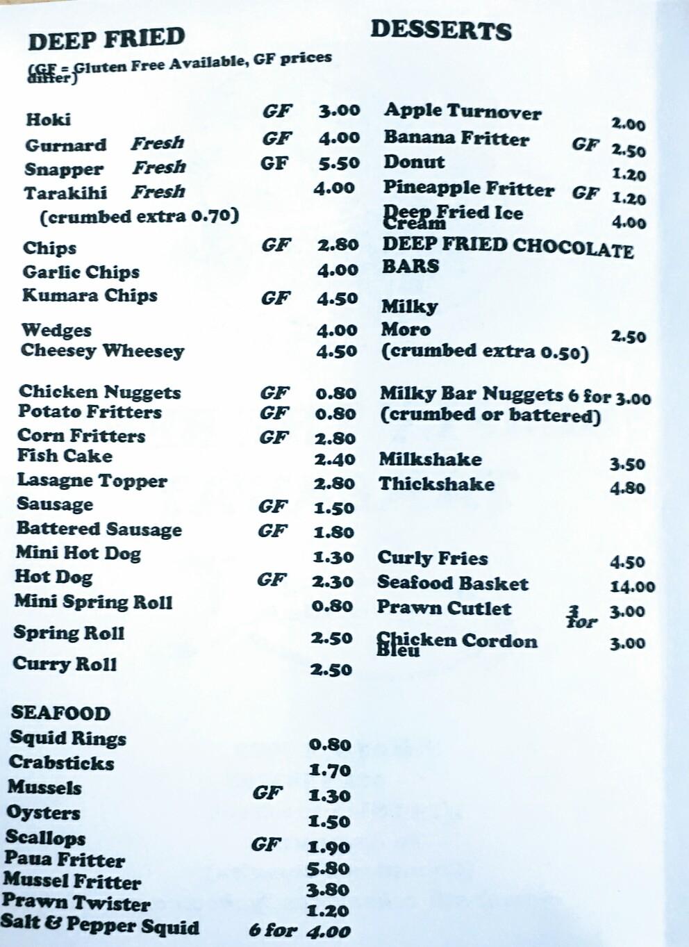 Menu at Simply The Best Takeaways restaurant, Te Awamutu