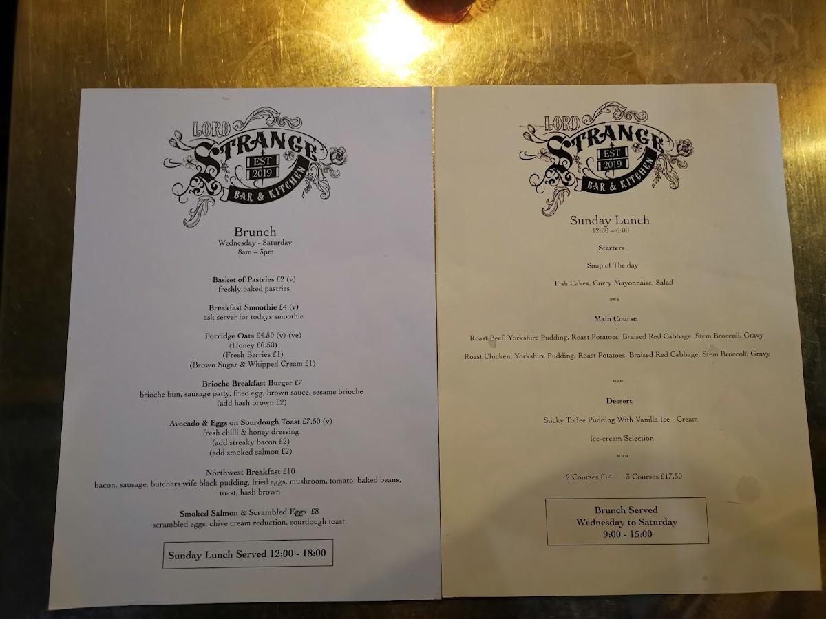 Menu at The Lord Strange pub & bar, Prescot