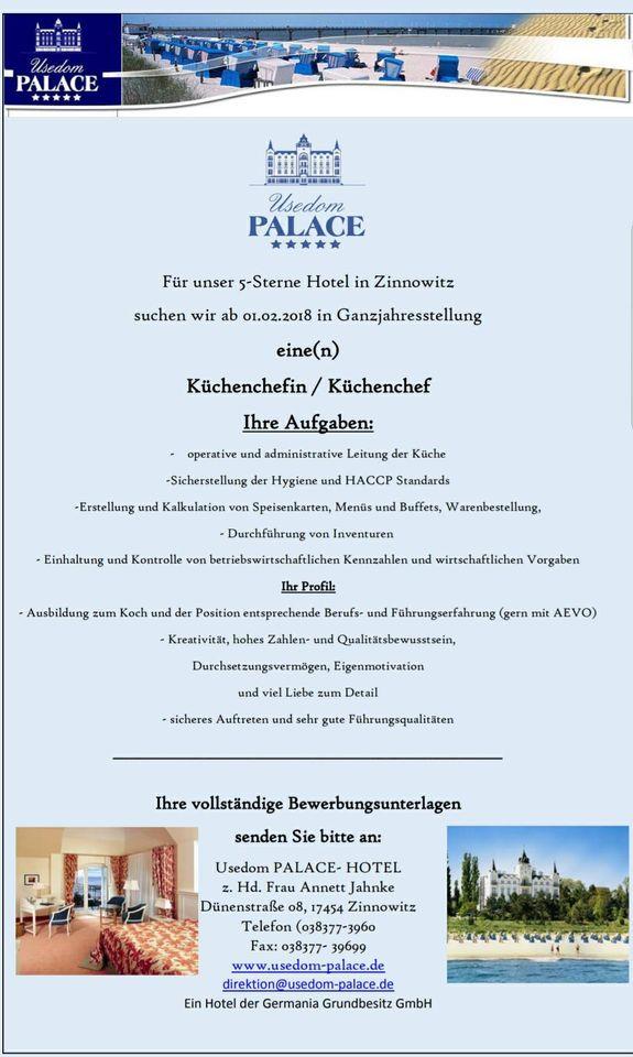 Menu at Usedom Palace Hotel, Zinnowitz
