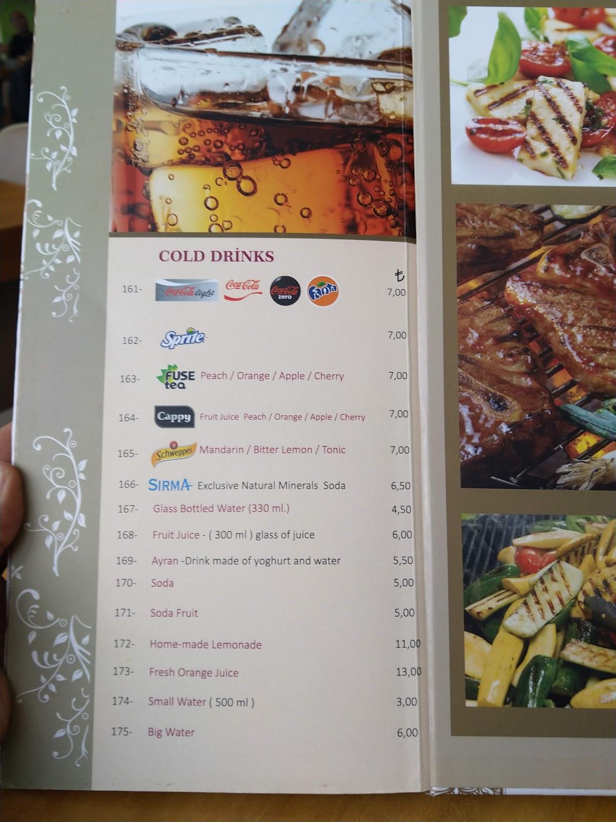 Menu at Cafe 'M Cafe Restaurant, Istanbul