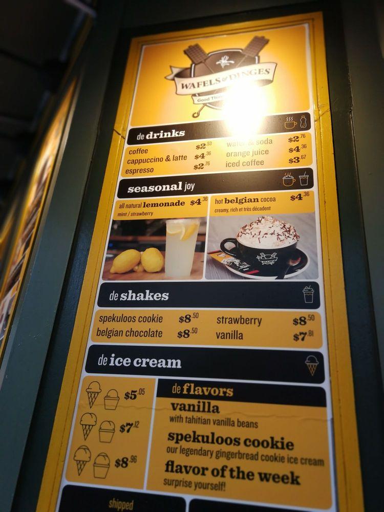 Menu at Wafels & Dinges desserts, West New York, 6th Avenue
