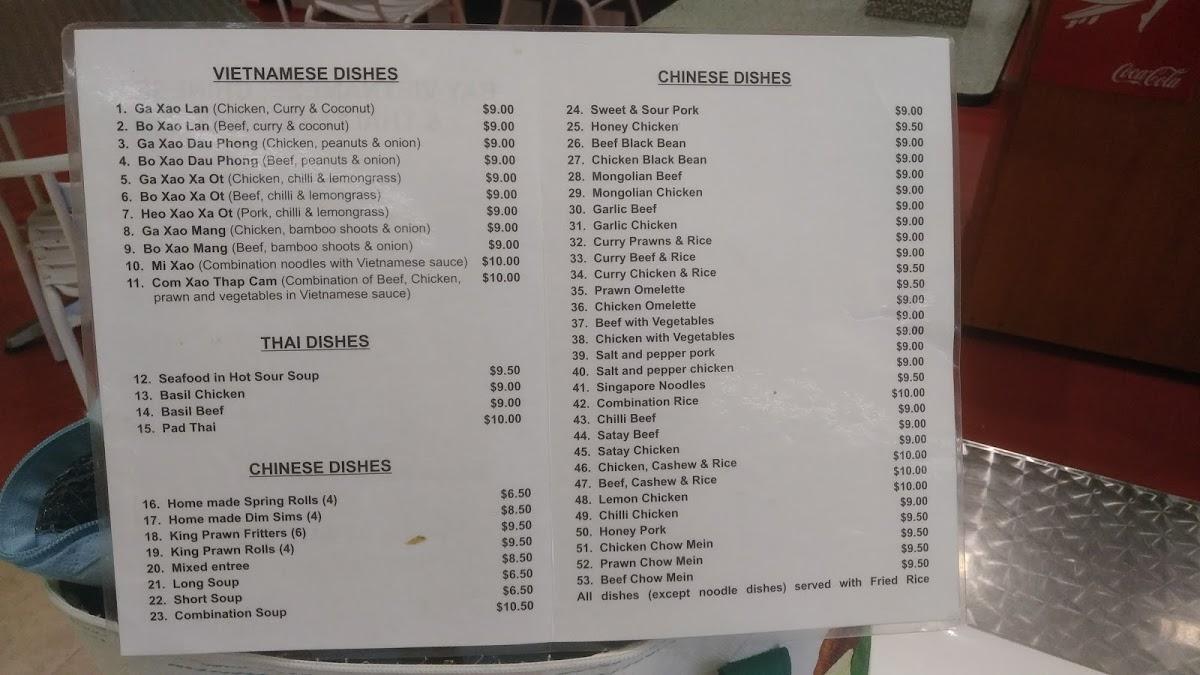 Menu at Bay Vietnamese Chinese & Thai Takeaway fast food, Batemans Bay