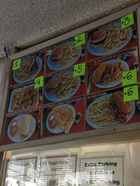 Menu at Daglas Drive-In restaurant, Los Angeles