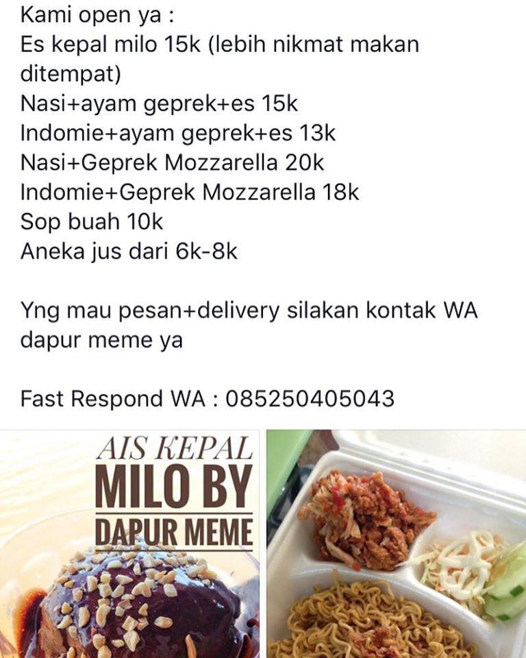 Menu at Dapur Meme restaurant, Sumber Sari