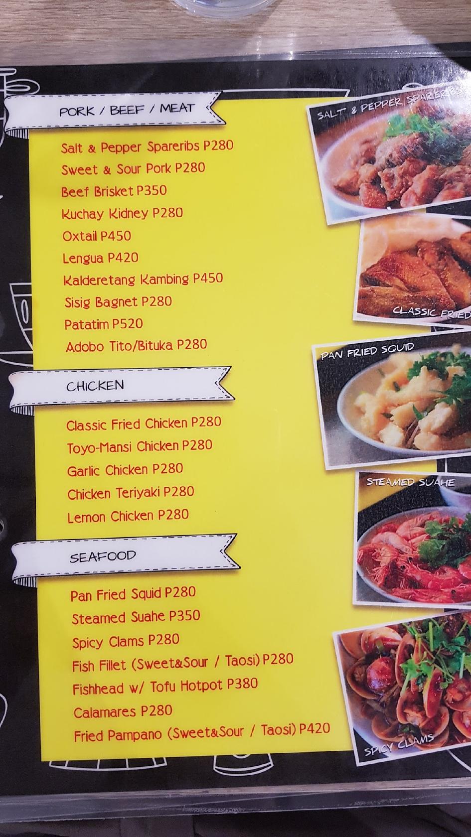 Menu at Happy Lulu restaurant, Quezon City, 19 Ubay