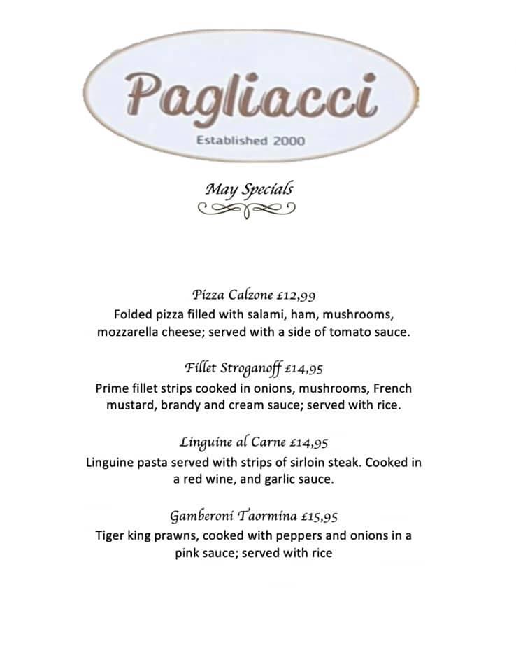 Menu at Pagliacci Restaurant, Hyde