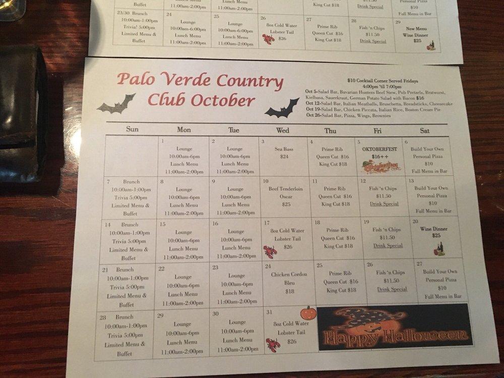 Menu at Palo Verde Restaurant, Sun Lakes, E San Tan Blvd