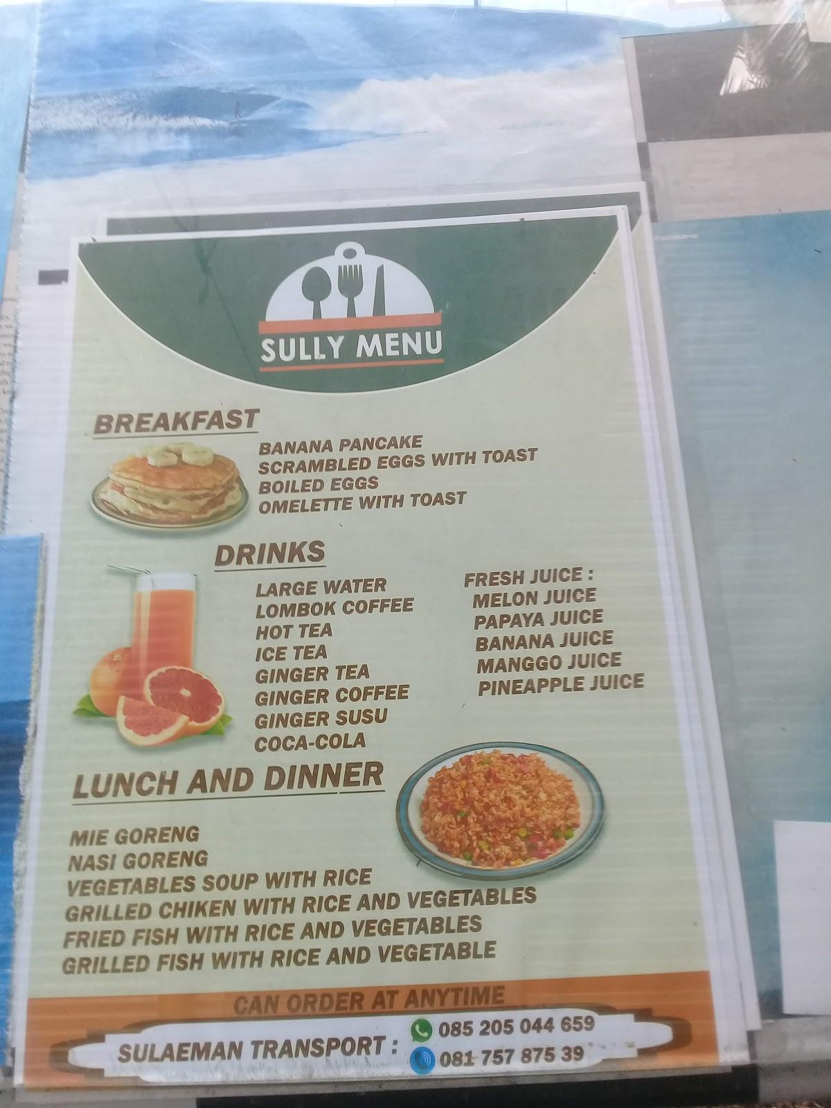 Menu at Suleman Homestay And Transport restaurant, Pelangan