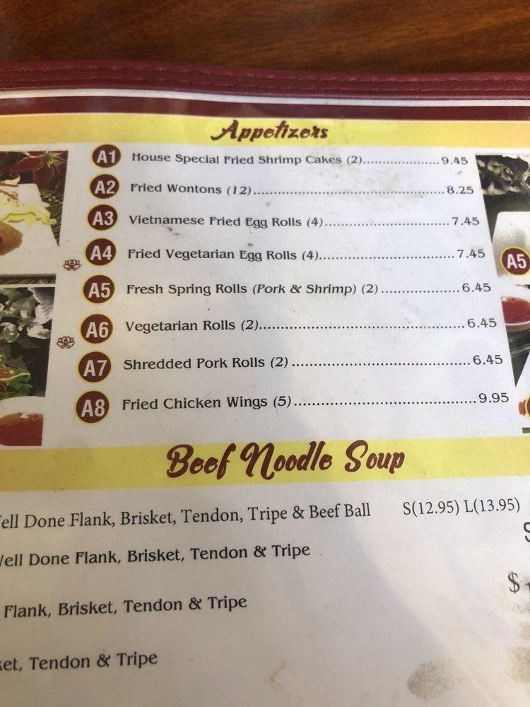 Menu at Pho New Saigon restaurant, Foster City