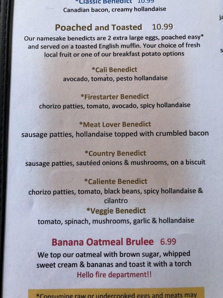 Menu at Poached restaurant, Naples