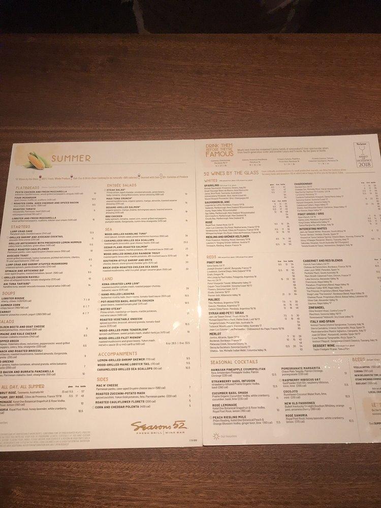 Menu at Seasons 52 pub & bar, Sarasota, 170 University Town Center Dr ...