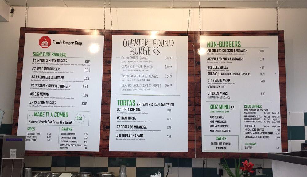 Menu at Fresh Burger Stop restaurant, Estes Park