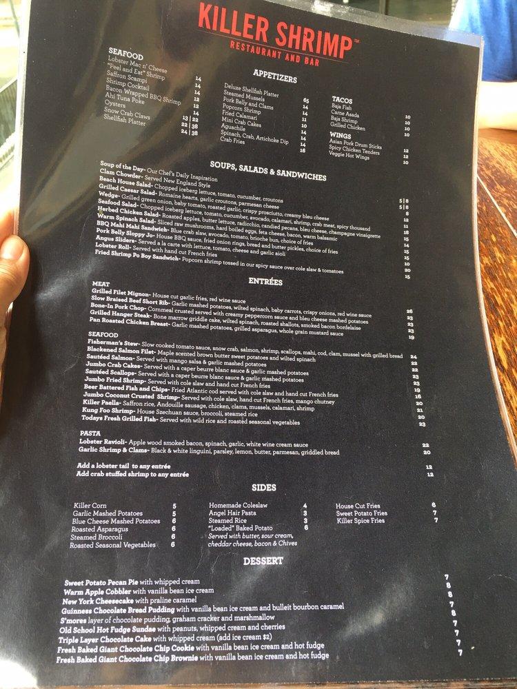 Menu at Killer Shrimp pub & bar, Marina del Rey, Admiralty Way