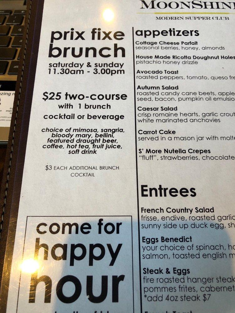 Menu at MoonShine Modern Supper Club, Springfield Township