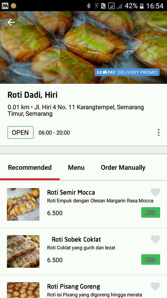 Menu at Roti Dadi, Semarang