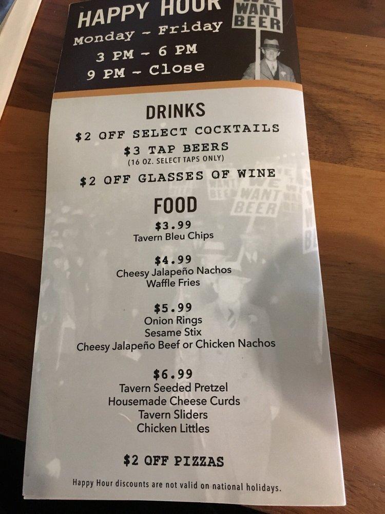 Menu at The Tavern Grill restaurant, Woodbury