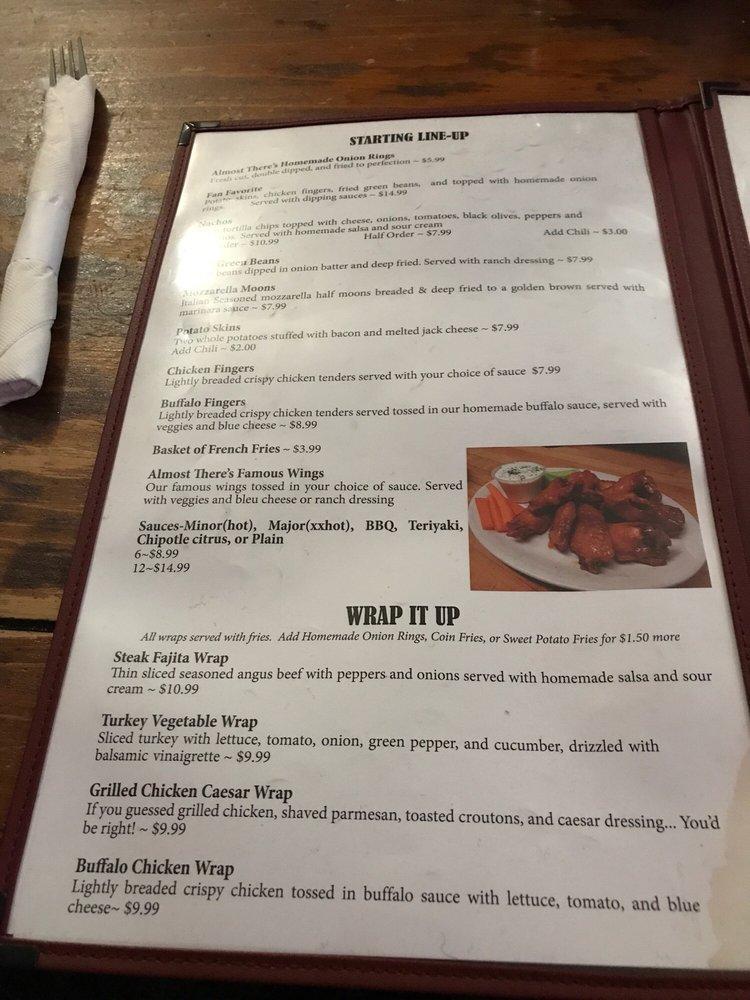 Menu at Almost There Restaurant, Albany, White Mountain Hwy