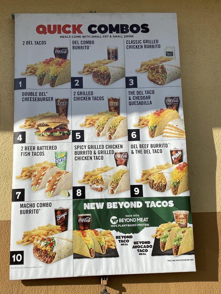Menu at Del Taco restaurant, Rancho Cucamonga, Archibald Ave