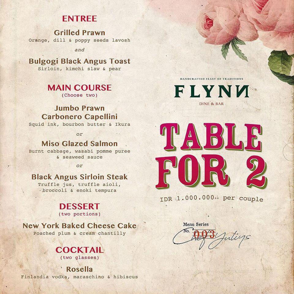 Menu at FLYNN Dine & Bar, Jakarta