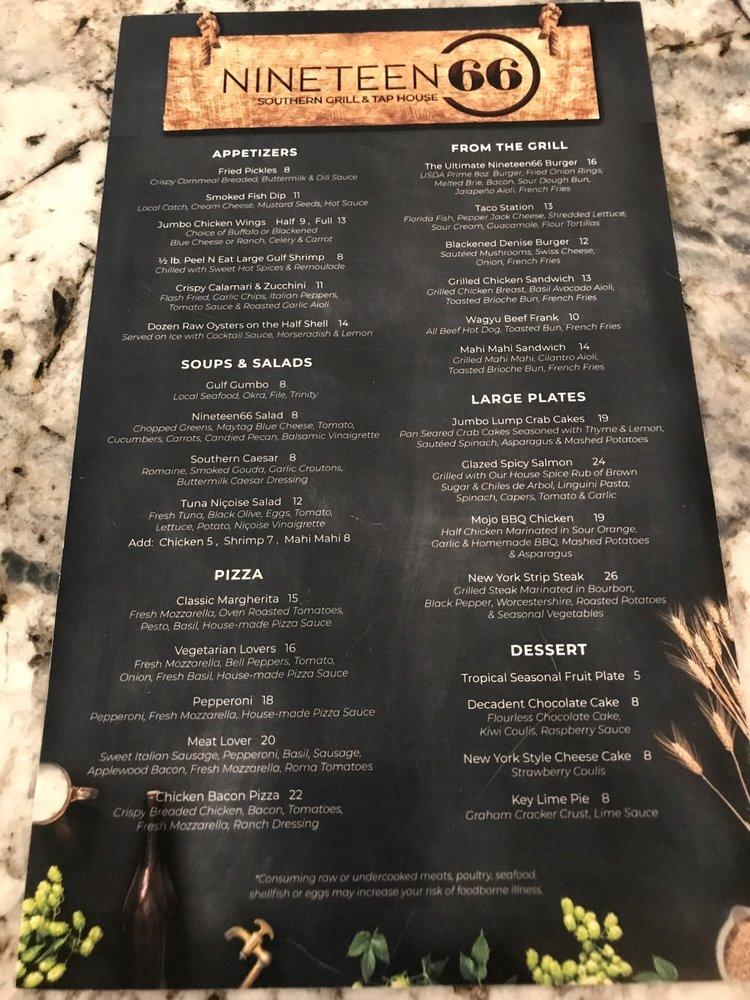 Menu at Tripp Tide Beach Bar, Fort Walton Beach