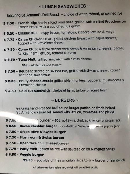 Menu at Bare Buns Cafe, Lutz