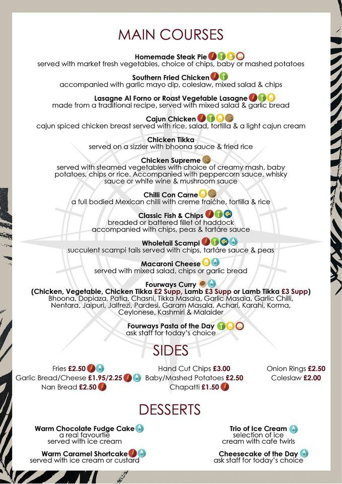 Menu at Hartys at the Fourways restaurant, Airdrie