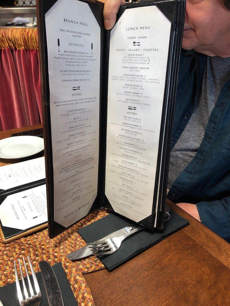 Menu at The Alley Restaurant & Bar, Newport Beach, West Coast Hwy
